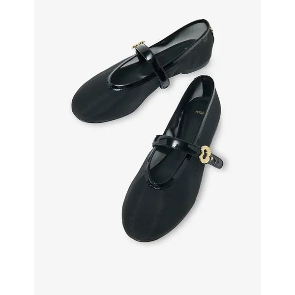 Maje Branded-buckle Mesh Ballet Flats