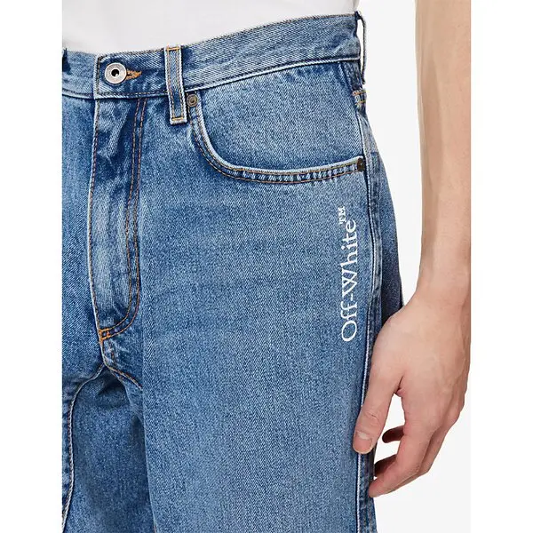 Off-White Flared-leg Denim Jeans - Light Medium Blue