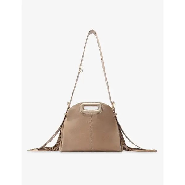 Maje Mini Suede Shoulder Bag - Cappucino
