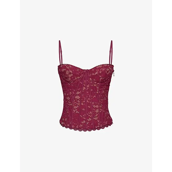 House Of Cb Lace Corset Top - Red