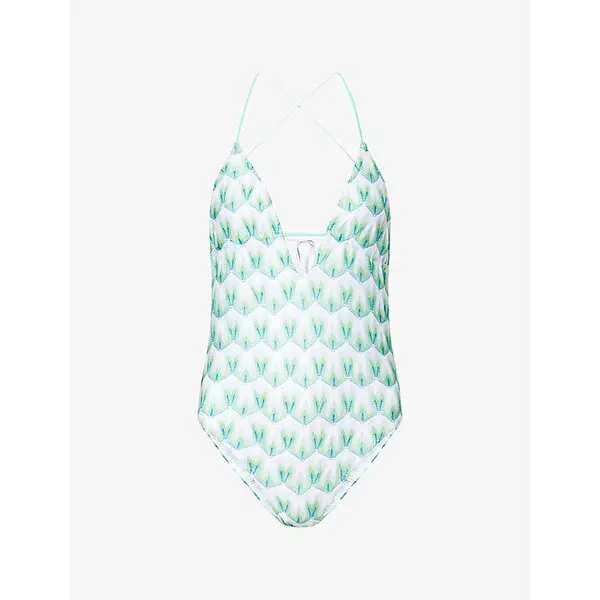 Missoni Raschel Lace Knit Swimsuit - Multi Light Blue/green