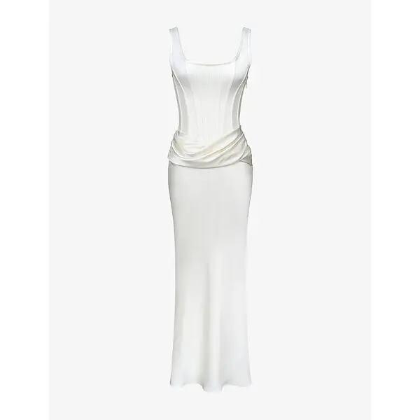 House Of Cb Kira Satin Gathered Maxi Dress - Pink