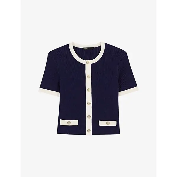 Maje Contrast-trim Knitted Cardigan