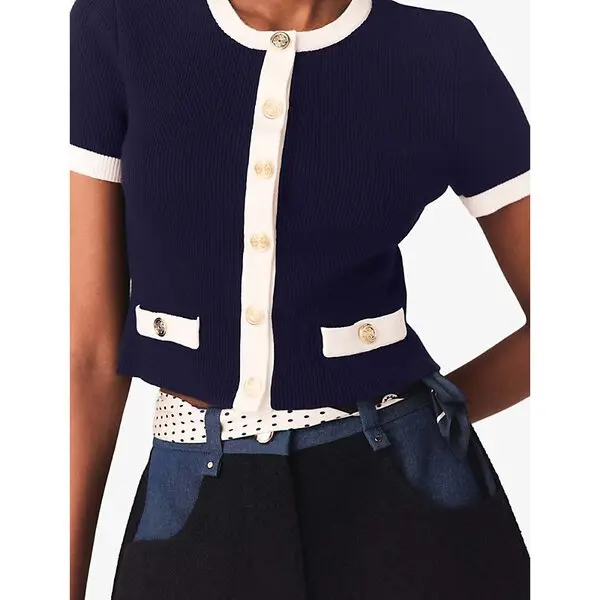 Maje Contrast-trim Knitted Cardigan