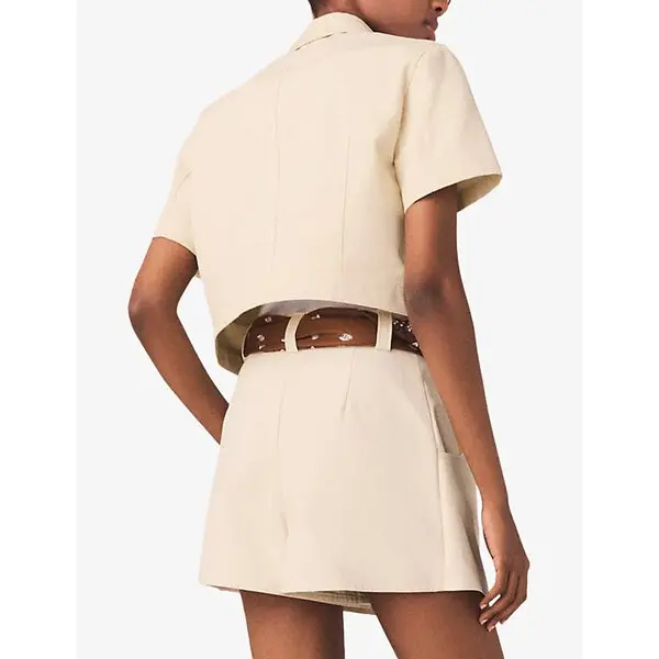 Maje Cropped Cotton Jacket - Ecru