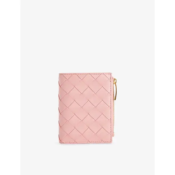 Bottega Veneta Intrecciato Small Bi-fold Leather Wallet - Blush-gold