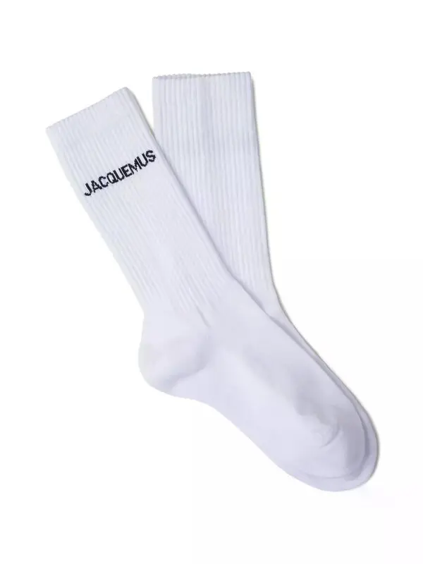 Jacquemus Ribbed Logo Socks - White