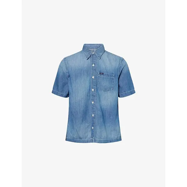 7 For All Mankind Short-sleeve Soft Denim Shirt - Border
