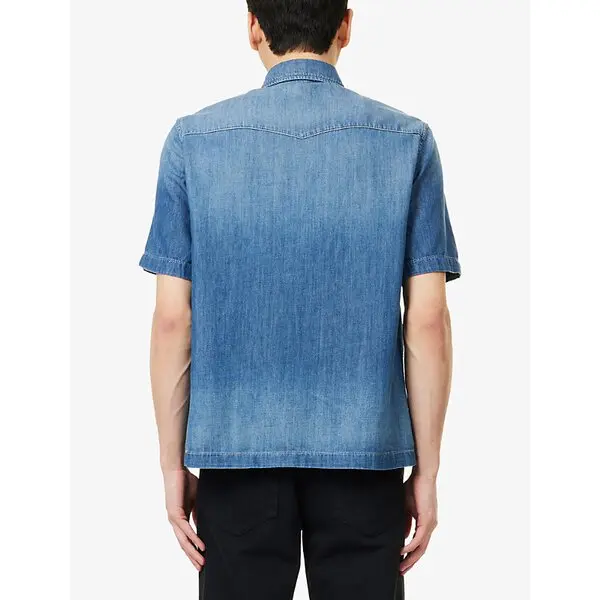 7 For All Mankind Short-sleeve Soft Denim Shirt - Border