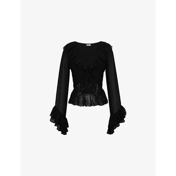 House Of Cb Goya Tie-front Chiffon Blouse