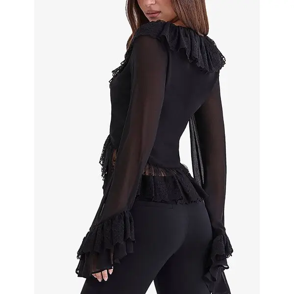 House Of Cb Goya Tie-front Chiffon Blouse