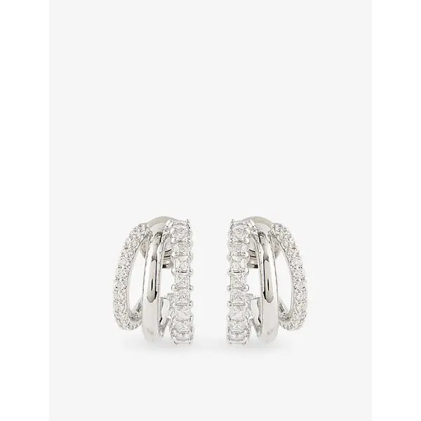 SWAROVSKI Hyperbola Rhodium-plated Cubic Zirconia Hoop Earrings - White