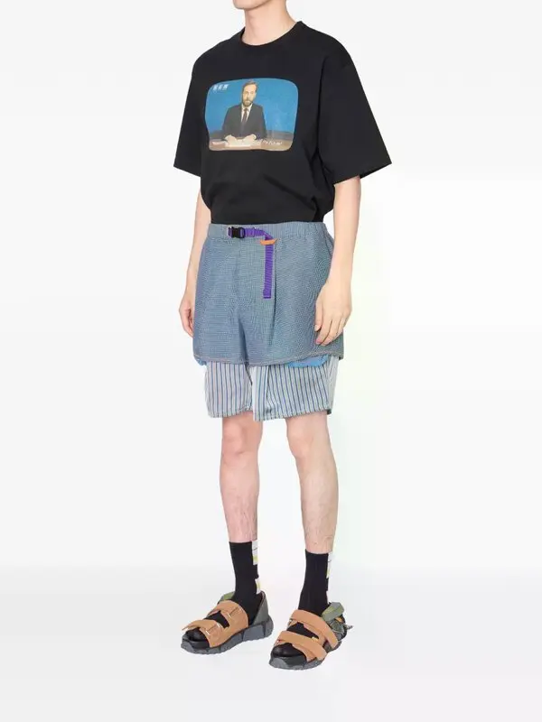 Kolor Striped Checked Track Shorts