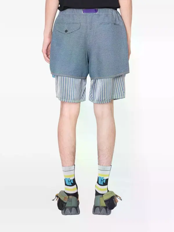 Kolor Striped Checked Track Shorts