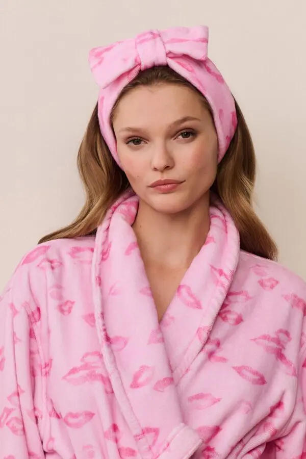 LoveShackFancy Printed Cotton Headband - Bubblegum Valentine
