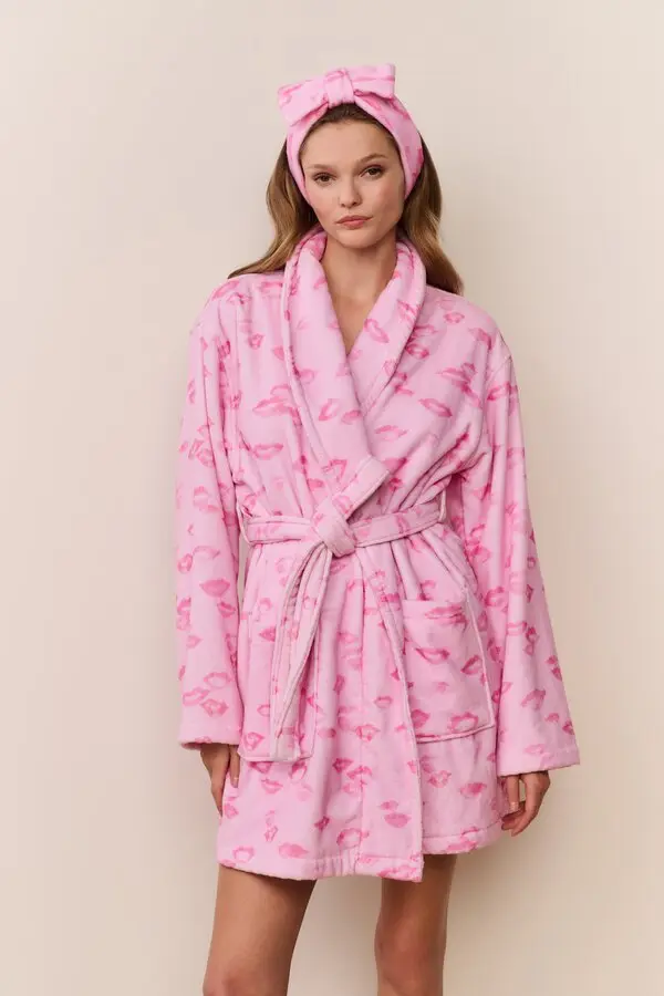 LoveShackFancy Cotton Indie Robe - Bubblegum Valentine