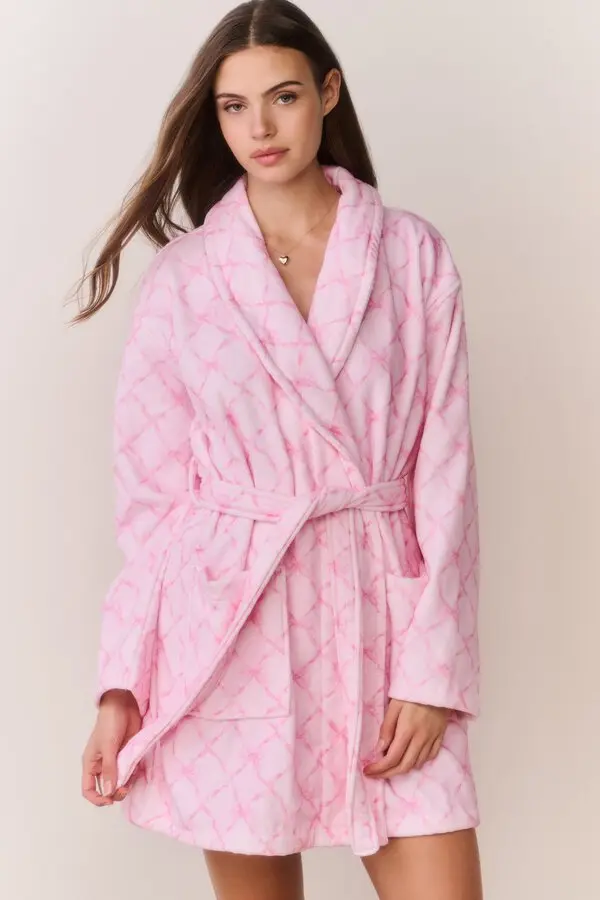 LoveShackFancy Cotton Indie Robe - Peppermint Pink