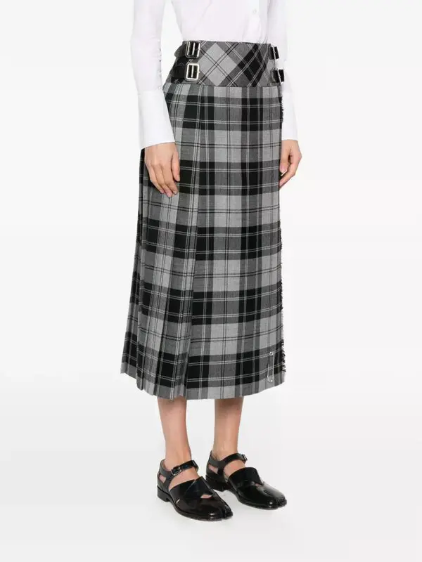 Le Kilt Plaid Buckle Midi Skirt