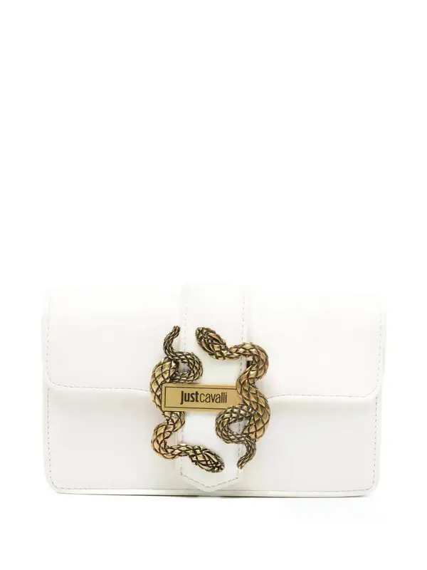 Just Cavalli Snake-detail Clutch - White