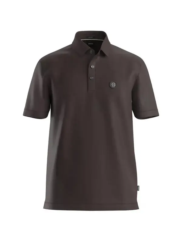 BOSS Button Emblem Polo Shirt - Brown