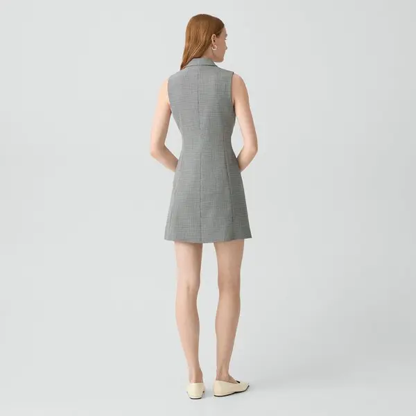 Theory Wool-blend Shirt Mini Dress - Black Multi
