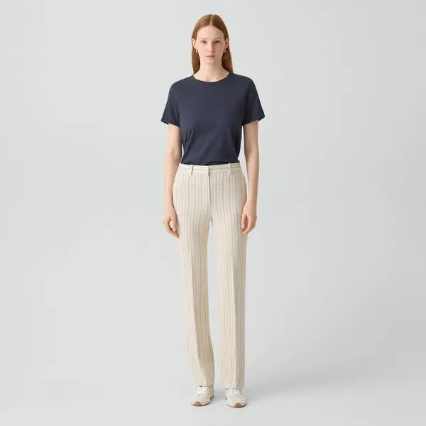 Theory Flared Pant In Striped Crepe Jersey