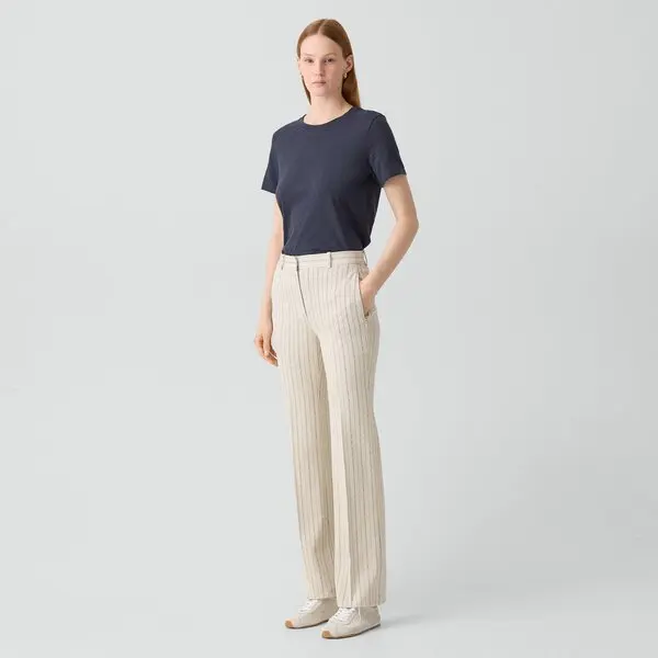 Theory Flared Pant In Striped Crepe Jersey