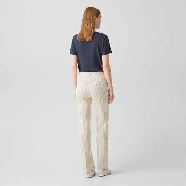 Theory Flared Pant In Striped Crepe Jersey