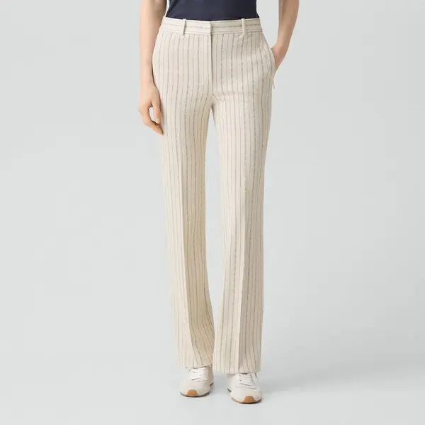 Theory Flared Pant In Striped Crepe Jersey