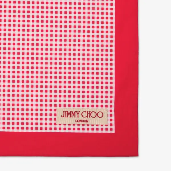 JIMMY CHOO Sula Bandana Ruby Red Mix Gingham Print Cotton Bandana - A400 Ruby Red Mix