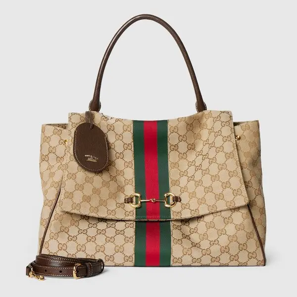 Gucci Large Top Handle Bag In Gg Canvas - Beige