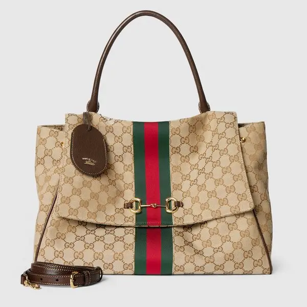Gucci Large Top Handle Bag In Gg Canvas - Beige