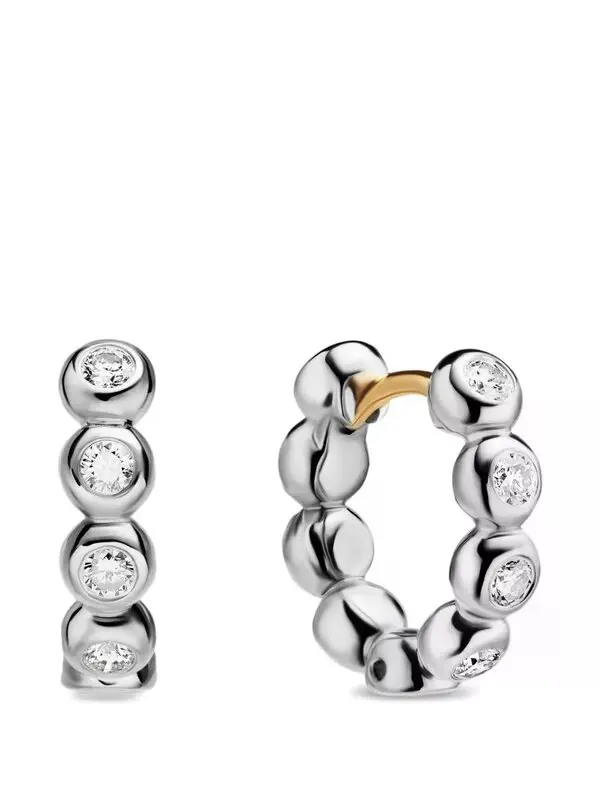 David Yurman Bezel Set Hoop Earrings - Silver