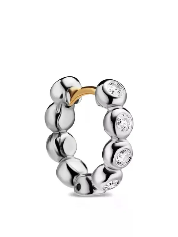 David Yurman Bezel Set Hoop Earrings - Silver