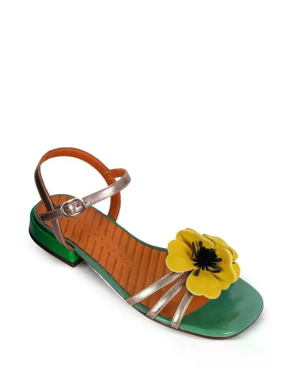 Chie Mihara Flower Appliqué Sandals