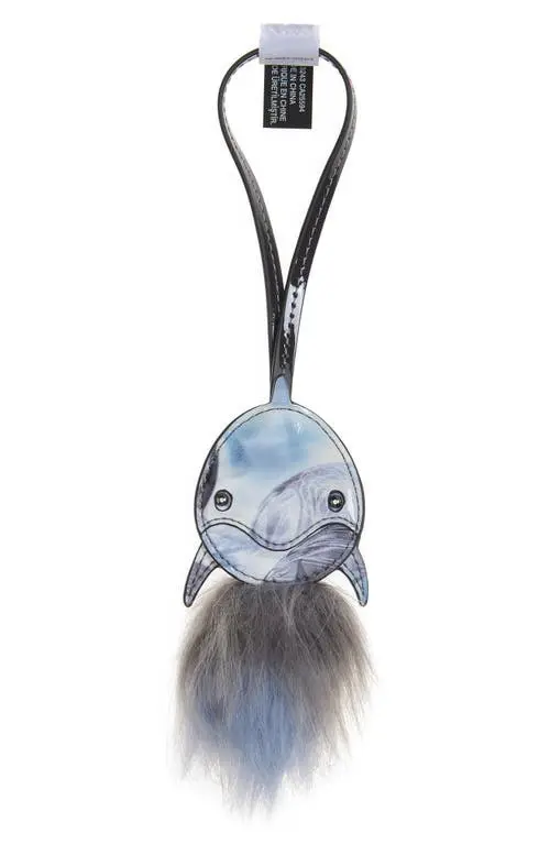 DIESEL® Faux Leather & Faux Fur Bag Charm - Grey