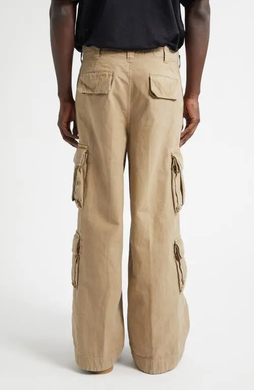 ERL Gender Inclusive Cotton Canvas Cargo Pants - Beige