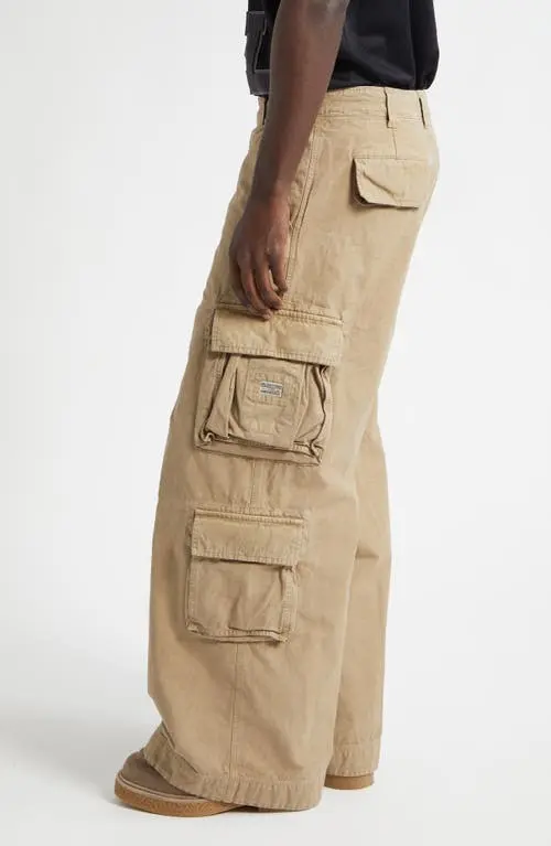 ERL Gender Inclusive Cotton Canvas Cargo Pants - Beige