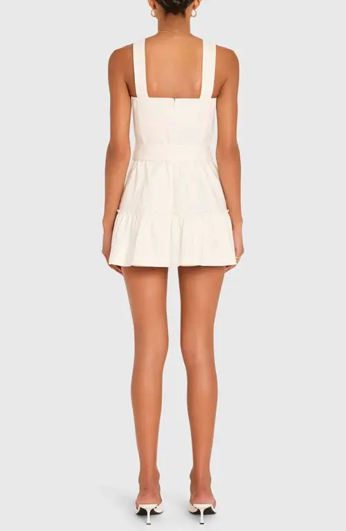 Amanda Uprichard Lena Picot Trim Skirted Linen Blend Romper - Ivory