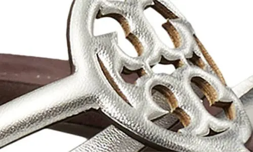 Tory Burch Miller Capri Kitten Heel Thong Sandal - Silver/cocoa