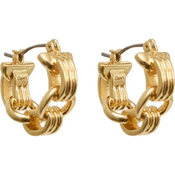 Clare V. Le Story Chain Hoop Earrings - Vintage Gold