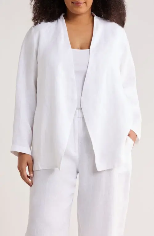 Eileen Fisher Open Front Organic Linen Jacket - White