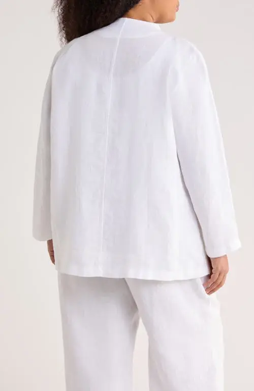 Eileen Fisher Open Front Organic Linen Jacket - White