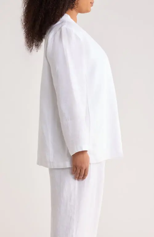Eileen Fisher Open Front Organic Linen Jacket - White