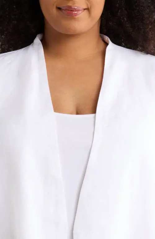 Eileen Fisher Open Front Organic Linen Jacket - White