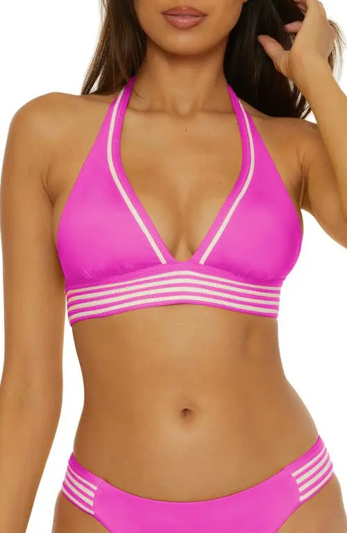 Trina Turk Monaco Pleated Halter Bikini Top - Peony