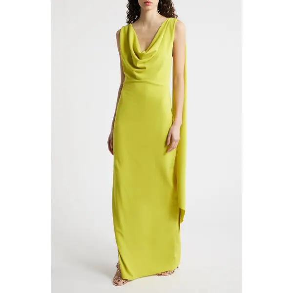 Black Halo Brullo Draped Column Gown