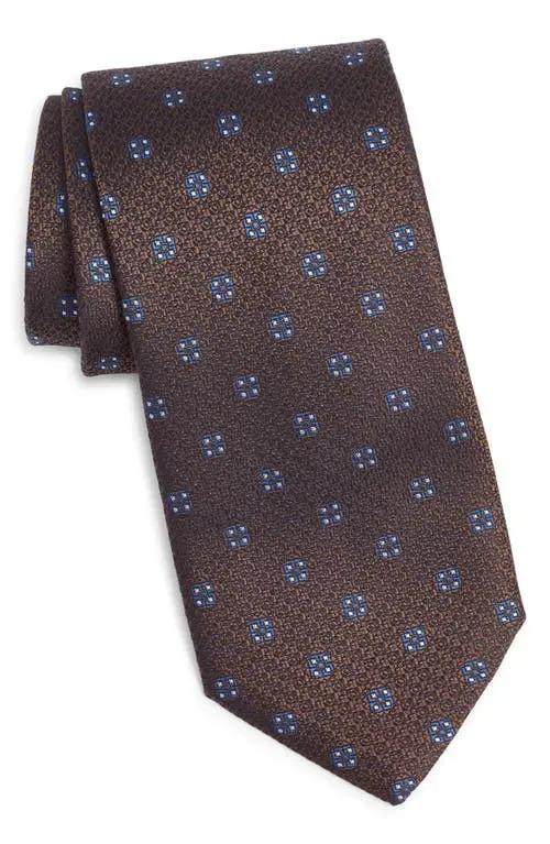 Canali Medallion Silk Neck Tie - Brown