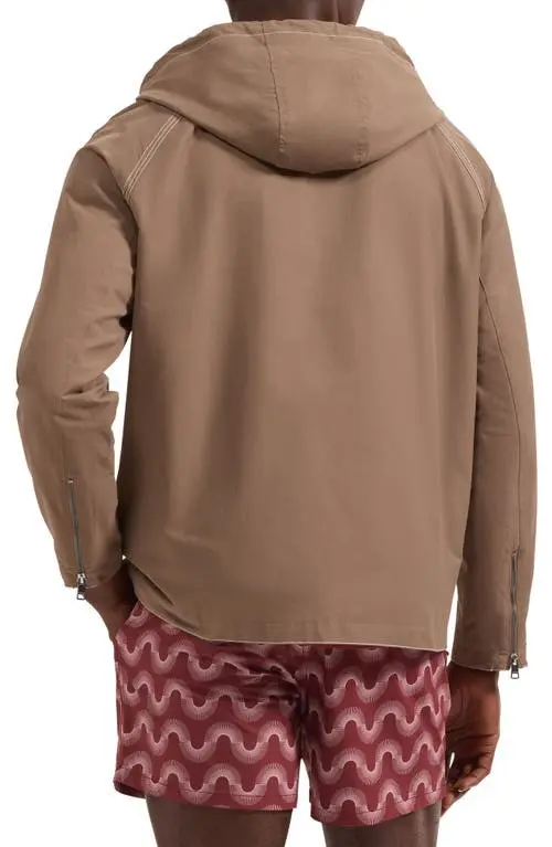 Bugatchi Hooded Water-repellent Jacket - Tobacco