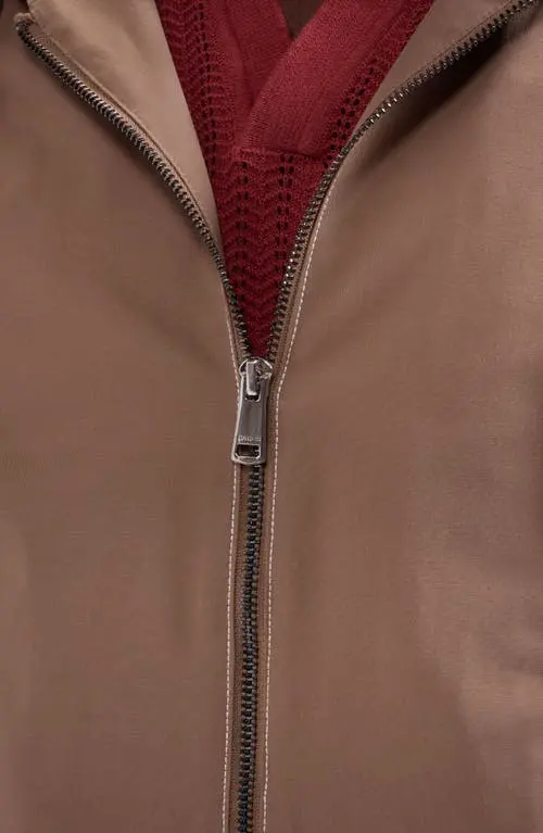 Bugatchi Hooded Water-repellent Jacket - Tobacco